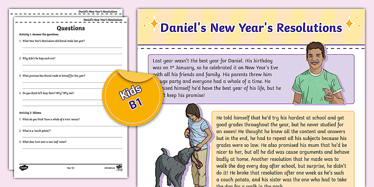 ESL New Year's Resolutions for Intermediate Students