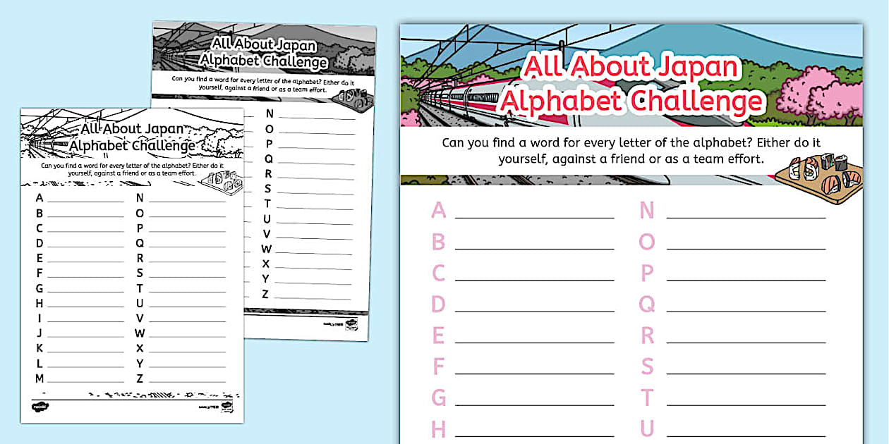 All About Japan Alphabet Challenge Worksheet (teacher made)
