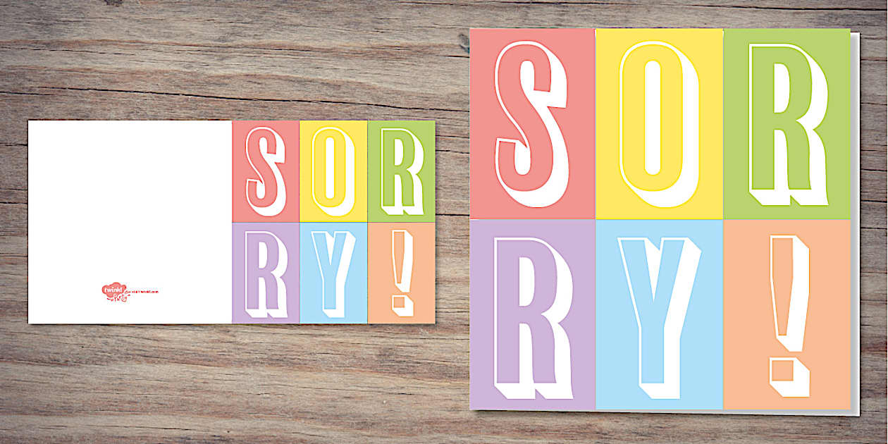 Colourful Sorry Card | Twinkl Party