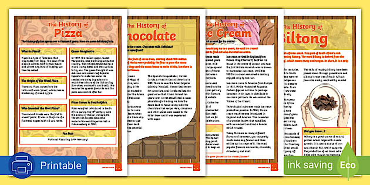 Food Comprehension | History Of Food | Grade 4