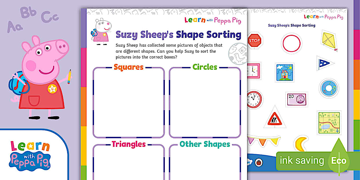 FREE! - 👉 Peppa Pig: Suzy Sheep's Shape Sorting Activity