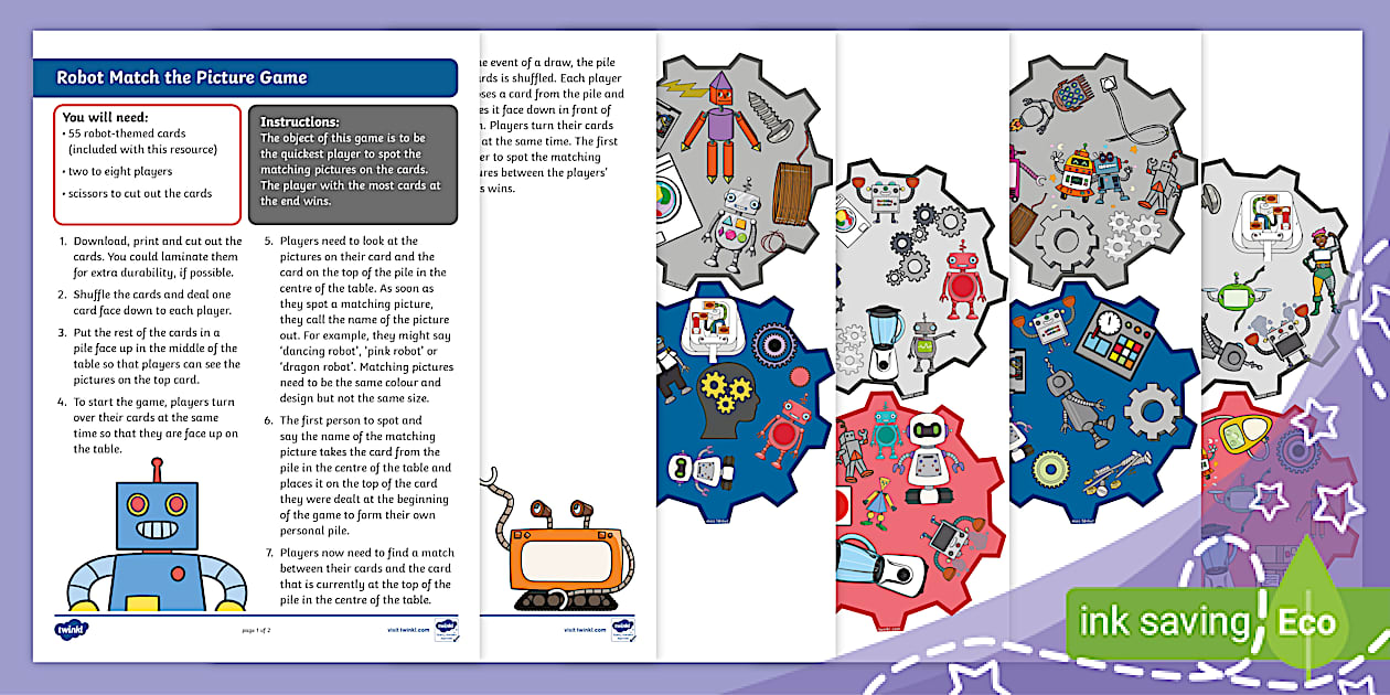 Robots Match the Picture Game (teacher made) - Twinkl
