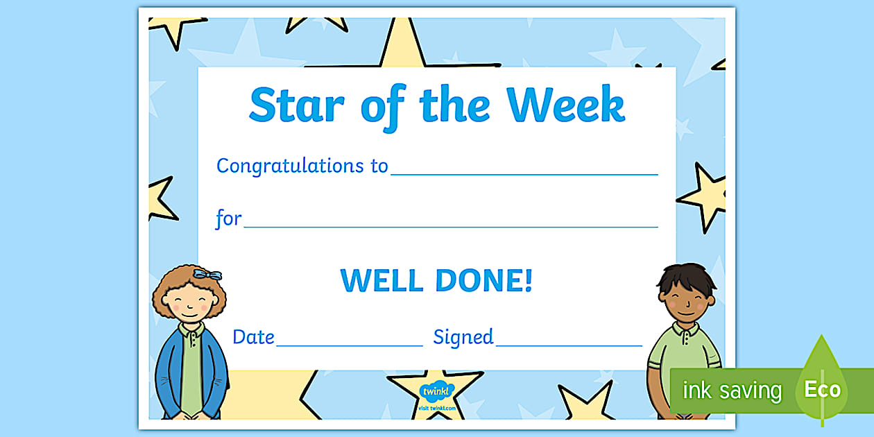 Star of the Week Decorative Certificate