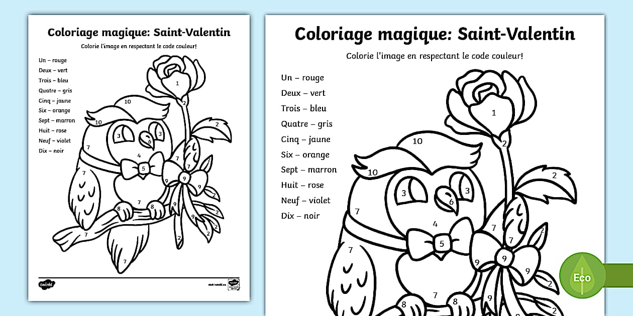 Coloriage magique : Saint-Valentin (teacher made) - Twinkl