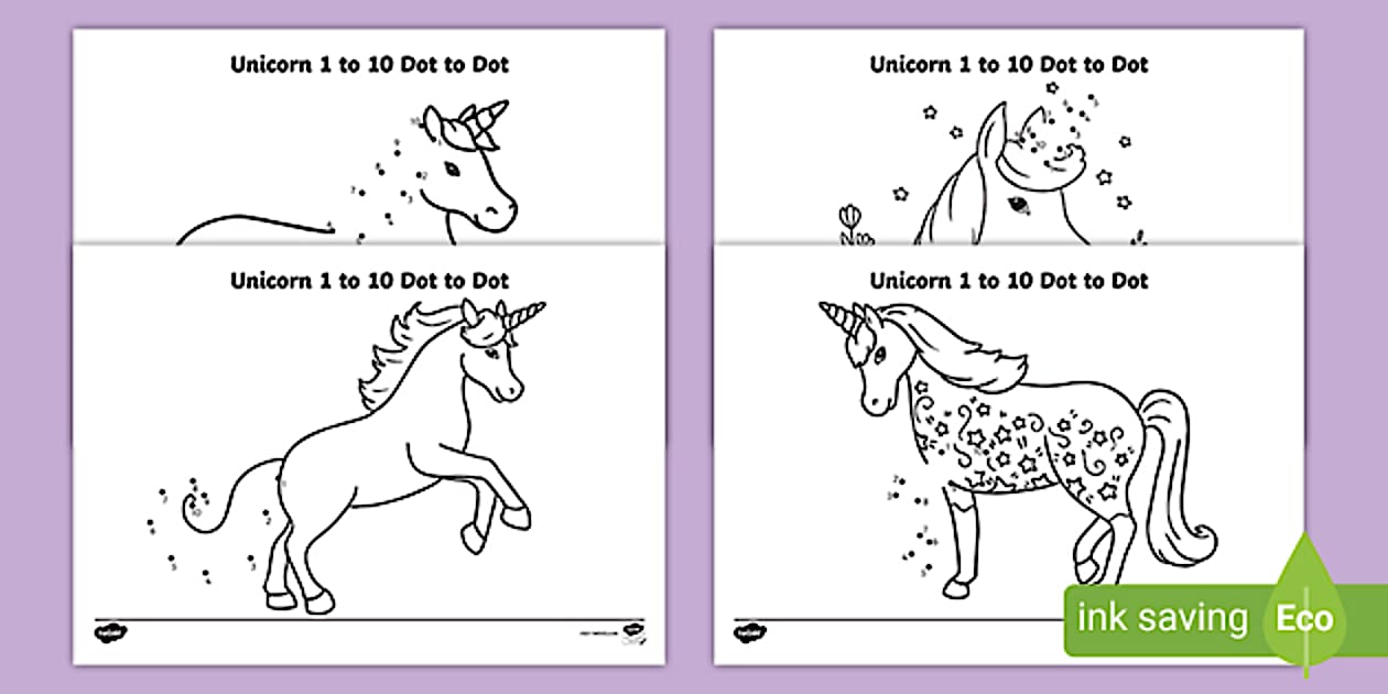 Unicorn Pictures - Dot-to-Dot Activity (teacher made)