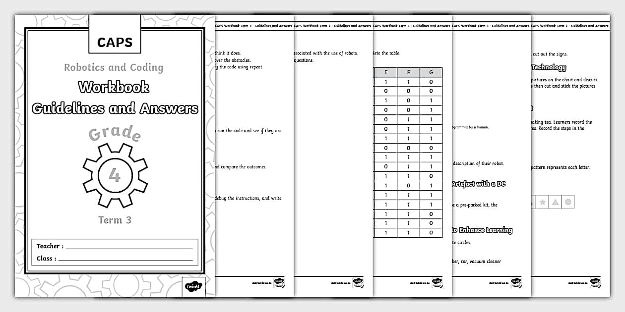 Guidelines and Answers for CAPS Workbook Grade 4 Term 3
