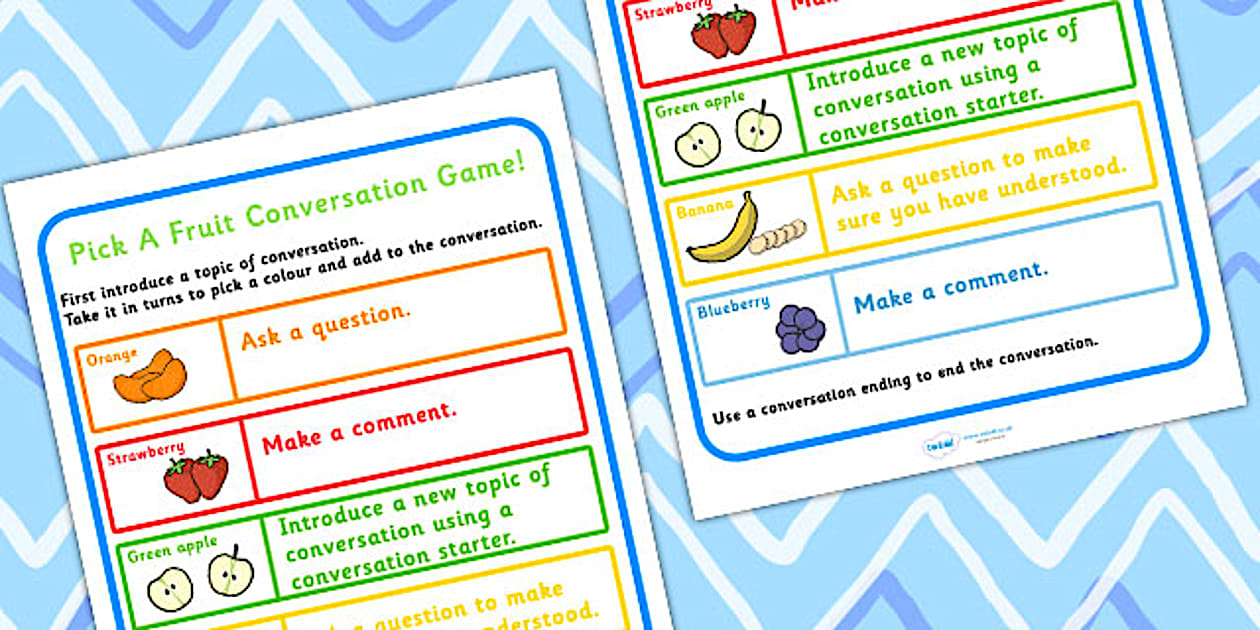 Editable Conversation Practise Pick A Fruit Colour Game