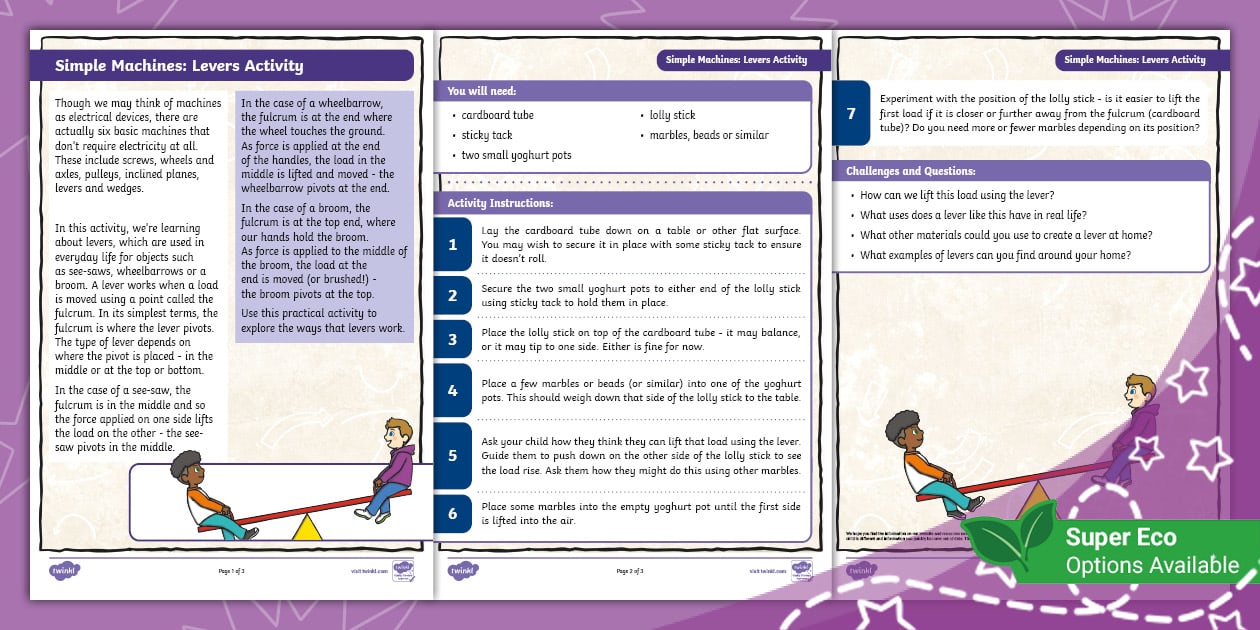 Simple Machines: Levers Activity (teacher made) - Twinkl