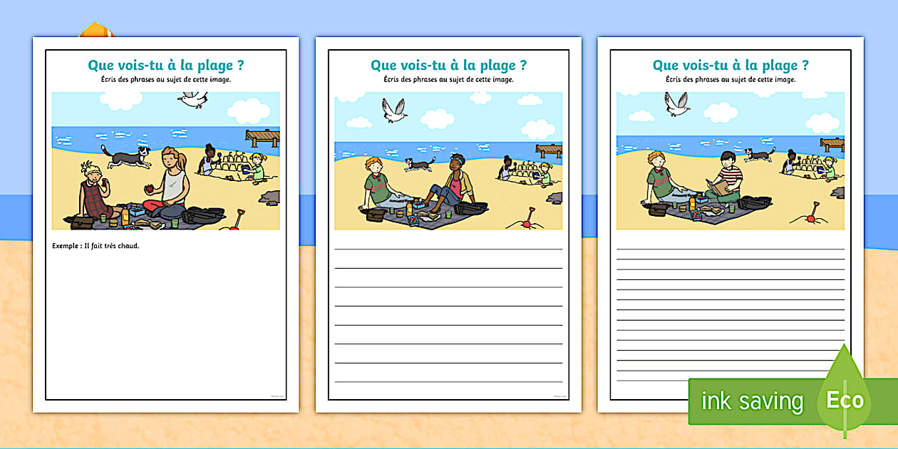 Supports imagés pour la production d'écrits : Un pique-nique à la plage