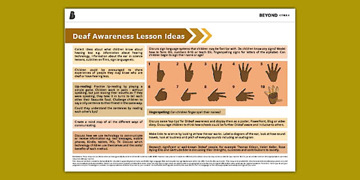 Deaf Awarness Teaching Ideas (teacher made) - Twinkl