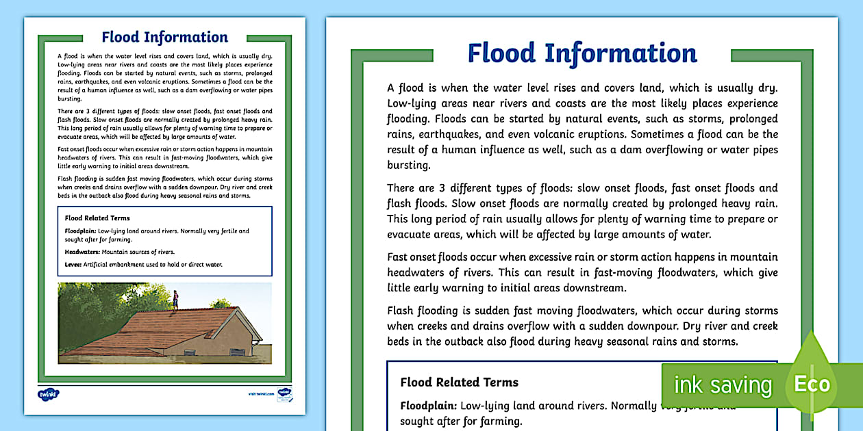 Flood Fact File (teacher made) - Twinkl