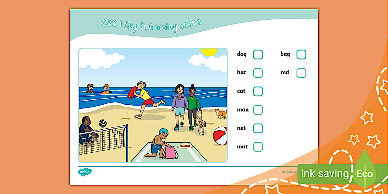 CVC I Spy Swimming Scene (teacher made) - Twinkl