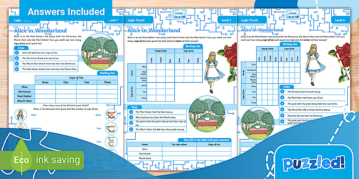 Alice in Wonderland Logic Puzzle - Twinkl Puzzled - Twinkl