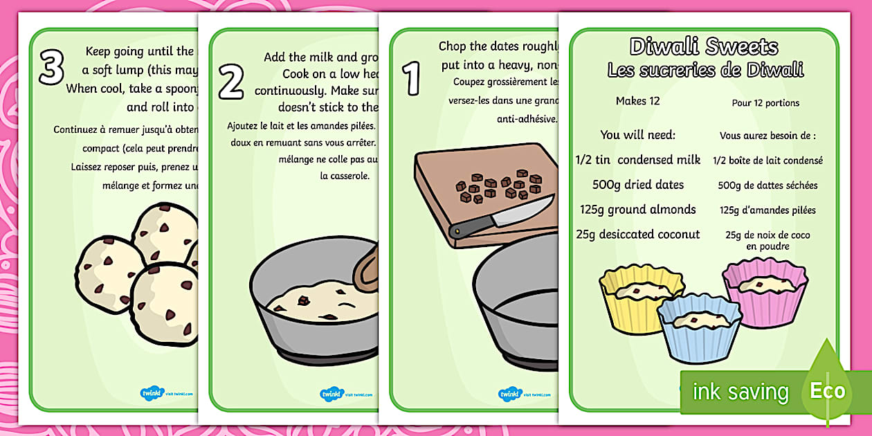 Easy Diwali Sweets Recipe English/French - Twinkl