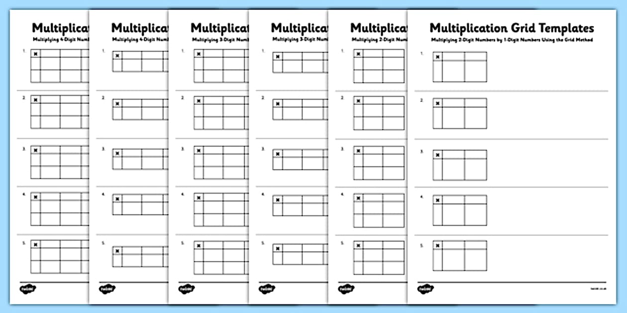 Blank Box Method Multiplication Templates - Maths Resource