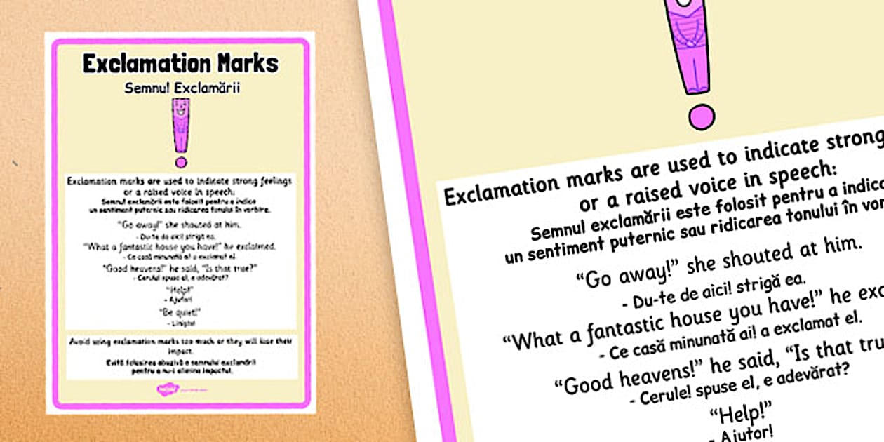 Exclamation Marks Punctuation Poster Romanian Translation