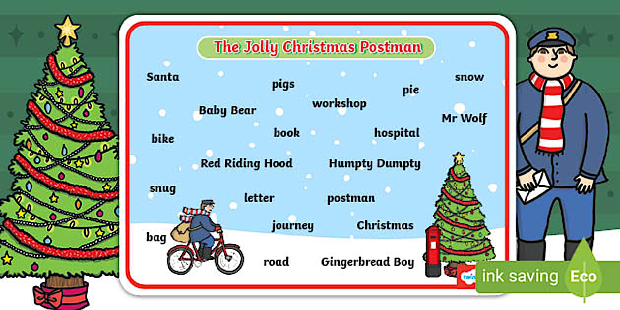 Cursive Word Mat to Support Teaching on The Jolly Christmas Postman