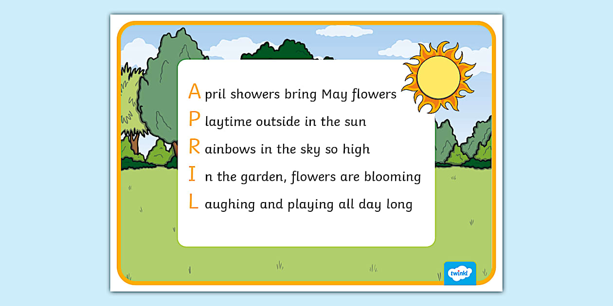 April Poem Display Poster - Acrostic Poetry | Twinkl