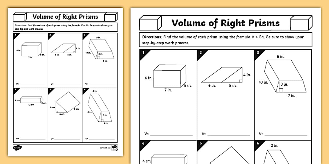 7th Grade Volume of Prisms Assignment | Math | Twinkl USA