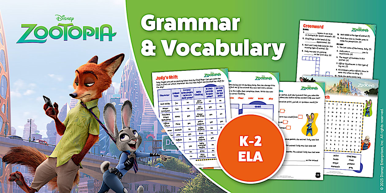 Zootopia: Grammar and Vocabulary Activity Pack