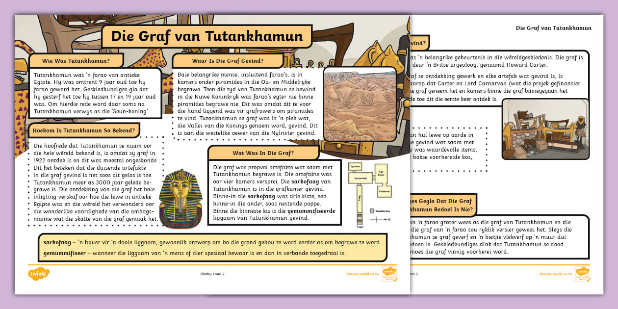 Antieke Egipte: Die Graf van Tutankhamun Feite Lêer