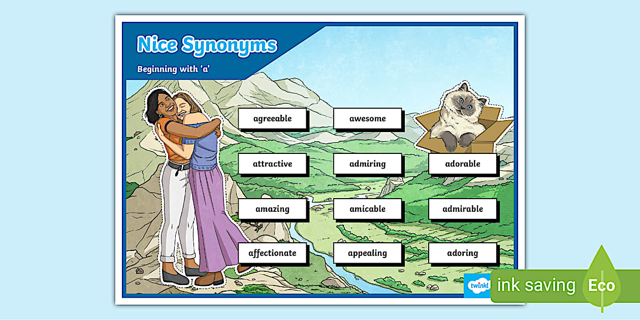 'Nice' Synonyms Beginning with 'a' Word Mat (Teacher-Made)