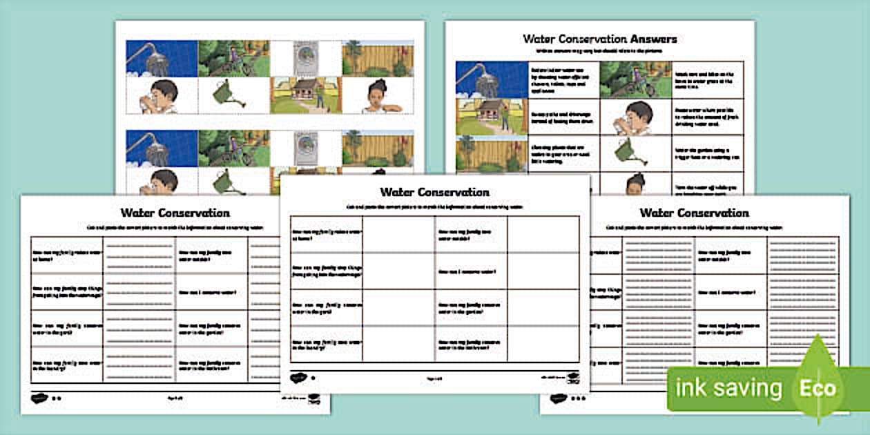 Water Conservation Differentiated Worksheets Year 2 Science