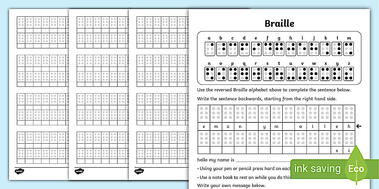 Cursive Braille Worksheets (professor feito) - Twinkl
