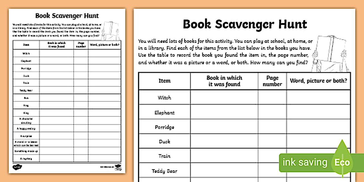 Editable Book Scavenger Hunt (Lehrer gemacht) - Twinkl
