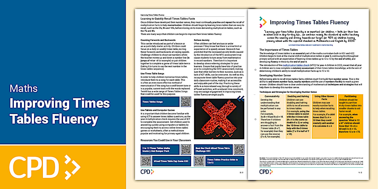 Improving Times Tables Fluency (teacher made) - Twinkl