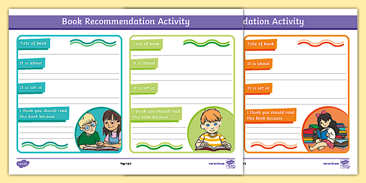 Early EAL Learners: Book Recommendation Activity - Twinkl