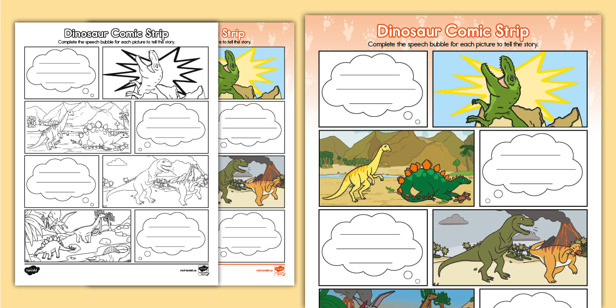 Finish the Dinosaur Comic Strip (teacher made) - Twinkl