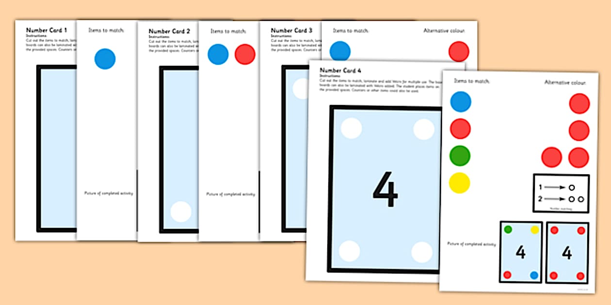 Workstation Pack 1-10 Number Matching Cards - teacch