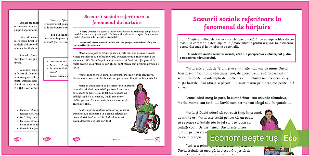 Scenarii sociale referitoare la hărțuire 9-12 ani - Twinkl