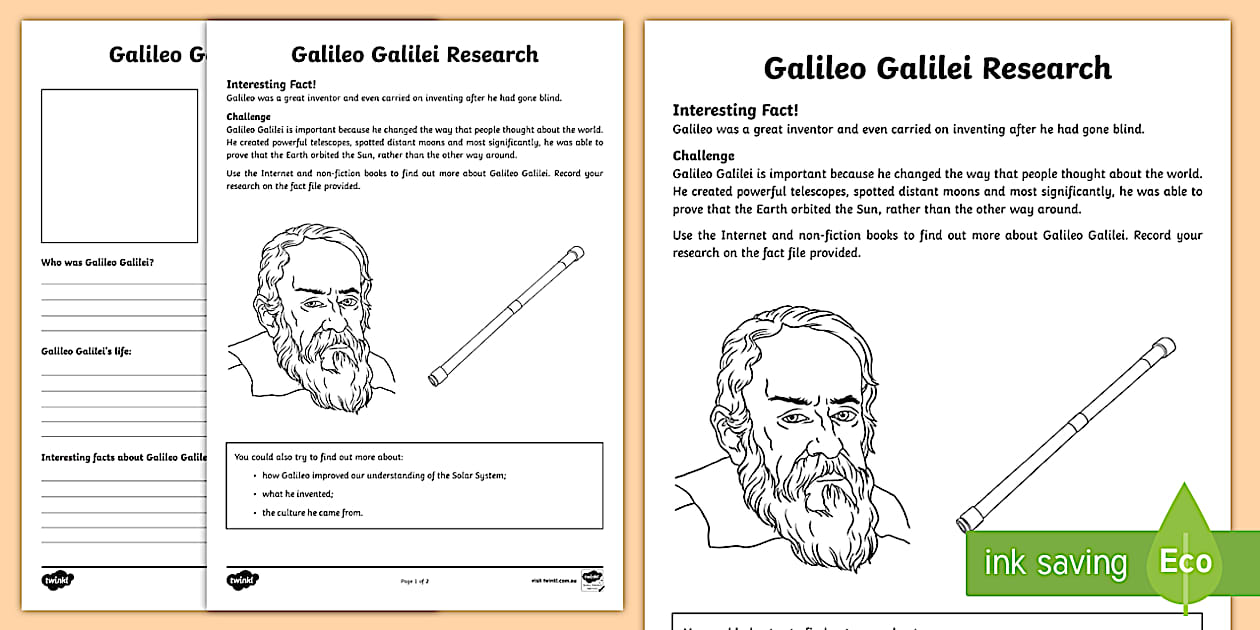 Galileo Research Worksheet – Australia - Twinkl
