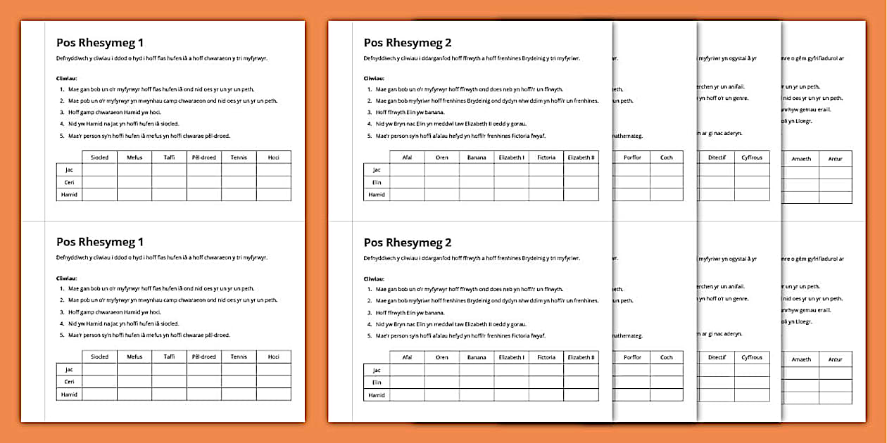 Posau Rhesymu - Pecyn Efydd 1 (teacher made) - Twinkl