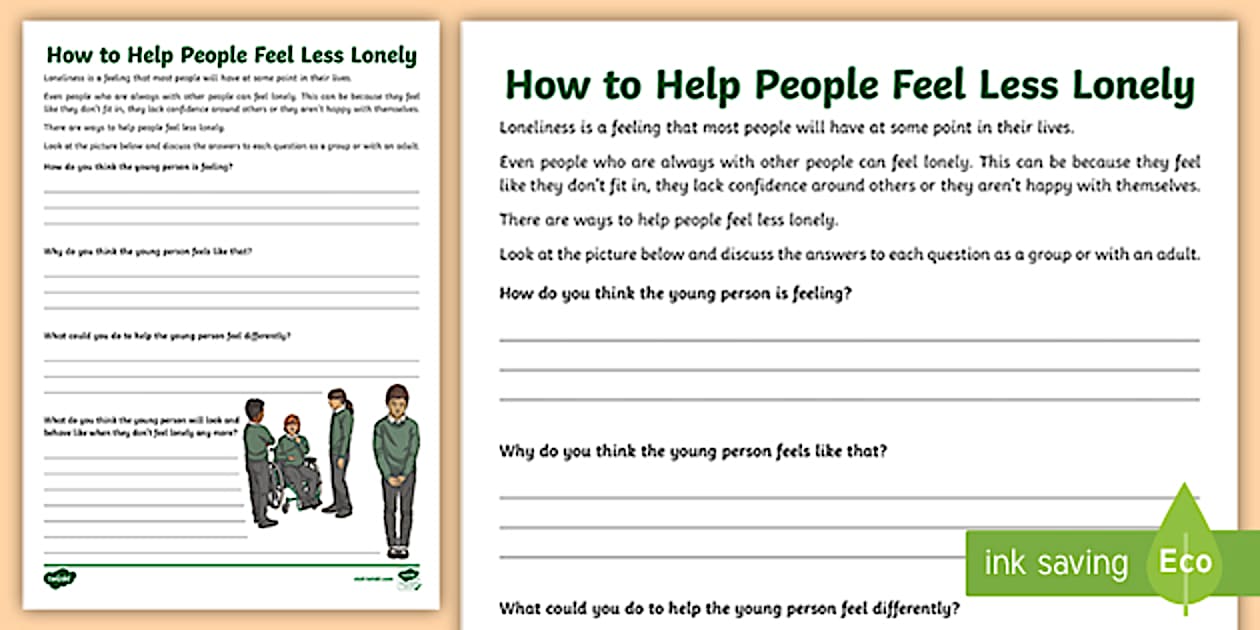 'How to Help People Feel Less Lonely' Worksheet | Inclusion