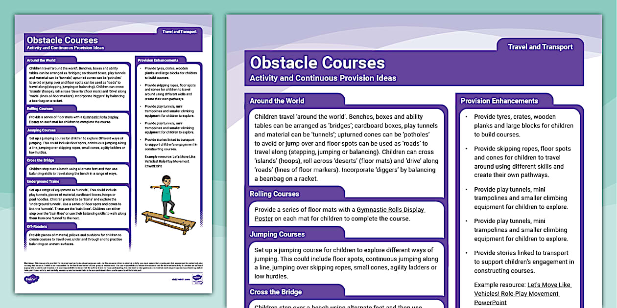 Physical Development: Obstacle Course Provision Ideas