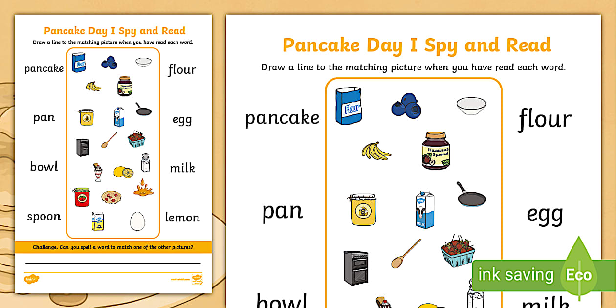 Pancake Day I Spy and Read: Phase 5 Phonics Activity -Twinkl