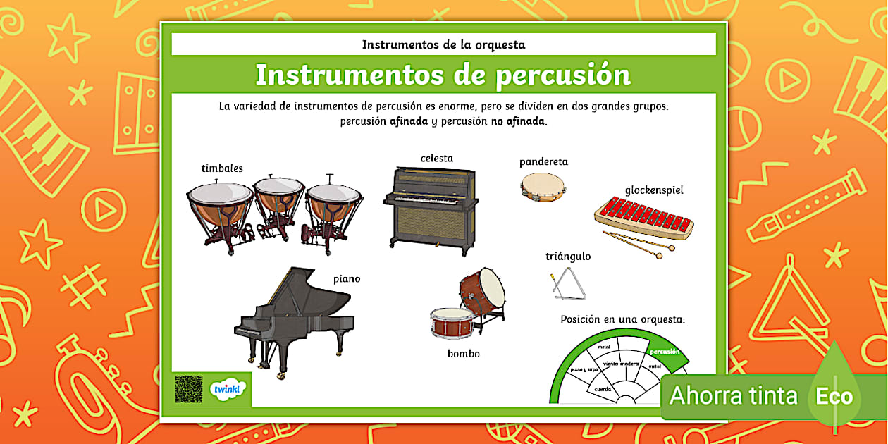 Póster: Instrumentos de percusión (teacher made) - Twinkl