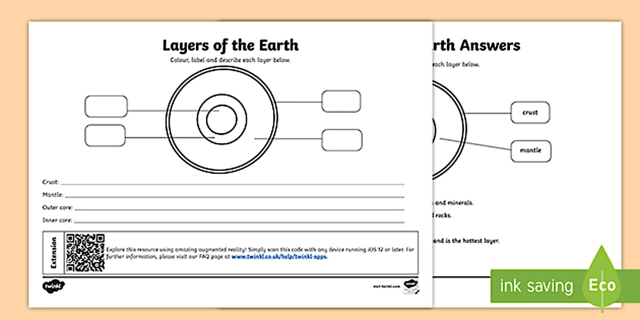 KS2 Layers of the Earth Worksheet with QR Code - Twinkl