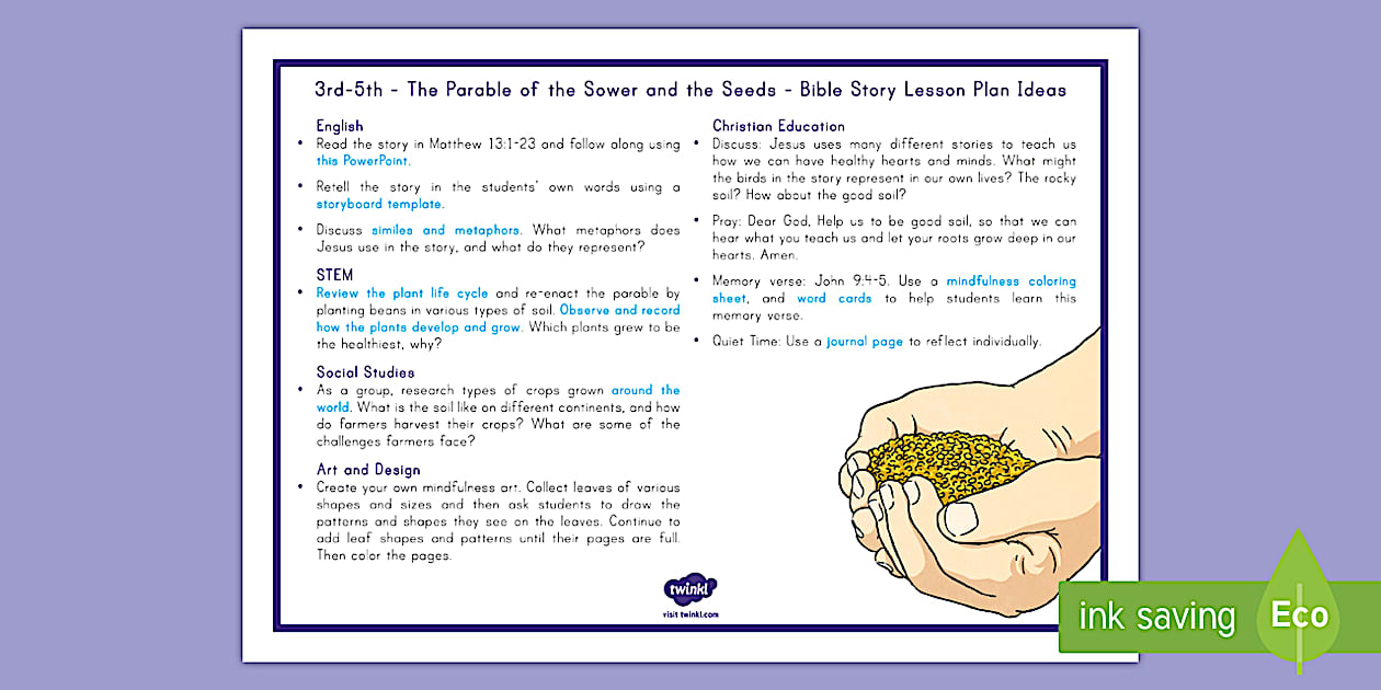 The Sower and the Seeds Parable Lesson Plan | Twinkl USA