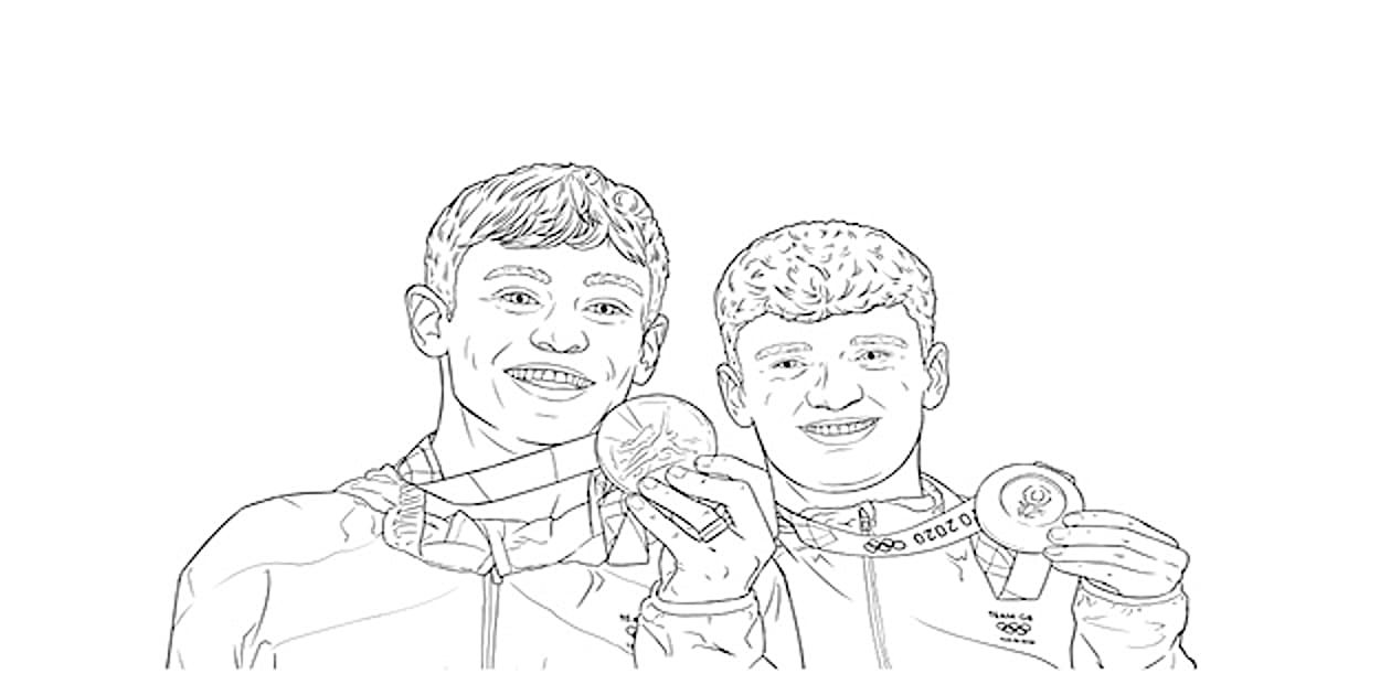 Tom Daley and Matty Lee Colouring (teacher made) - Twinkl