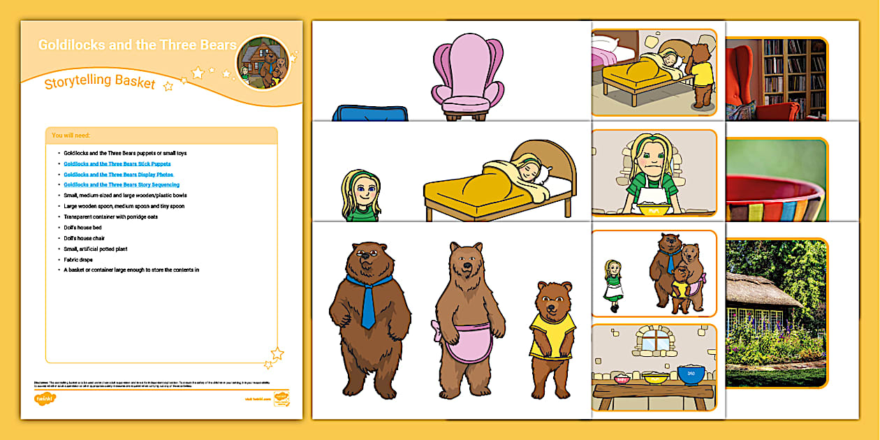 Goldilocks and the Three Bears Story Props | Twinkl | EYFS