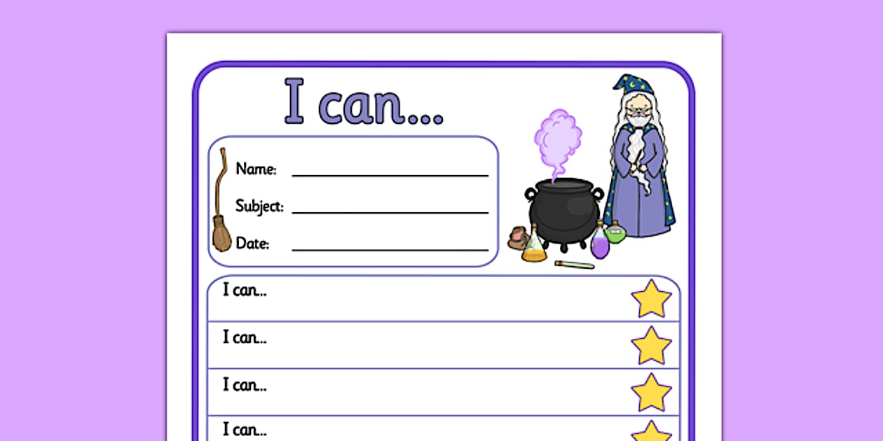 Black and White Themed Target and Achievement Sheets Magic Themed I Can