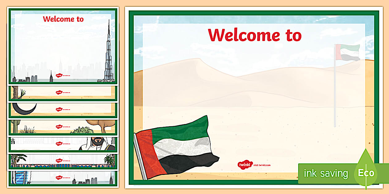 Editable UAE Themed Welcome Display Sign (teacher made)