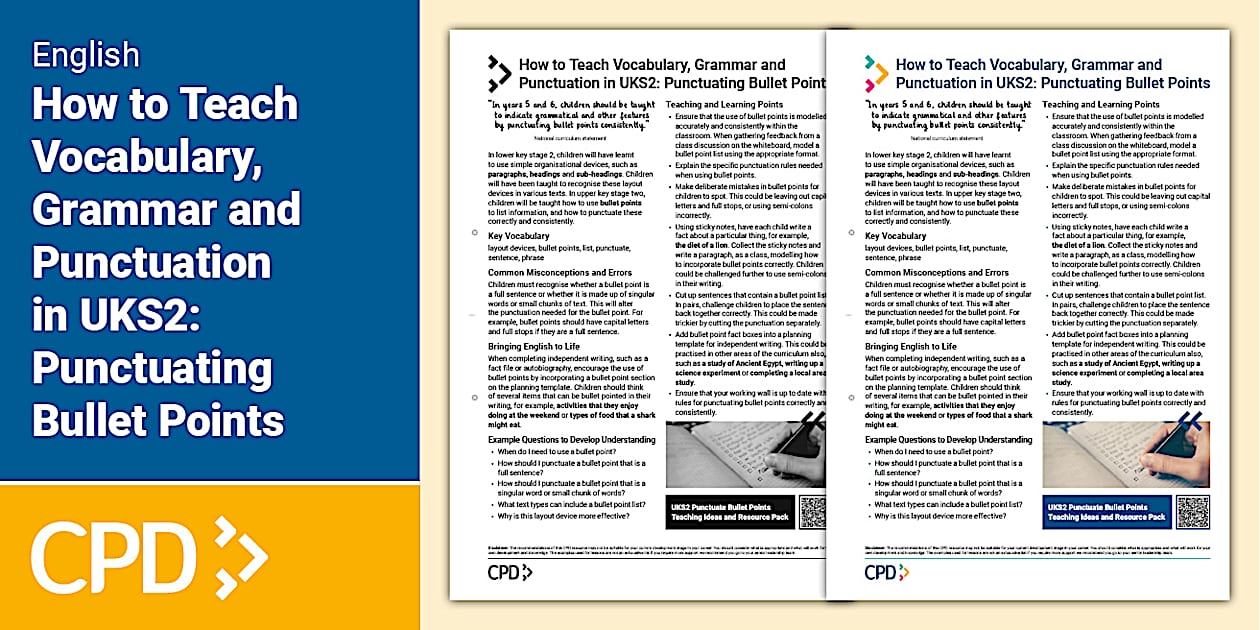 How to Teach Vocabulary, Grammar and Punctuation in UKS2: Punctuating ...