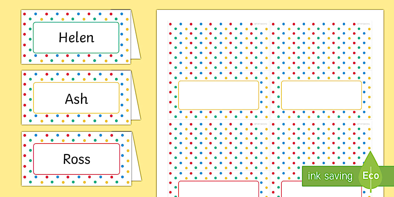 Editable Spotty Themed Party Place Names - Twinkl