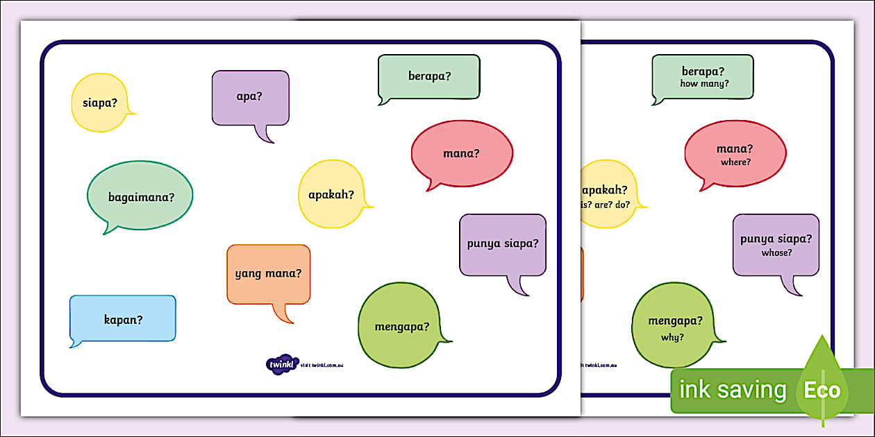 Question Words Word Mat Indonesian (teacher made) - Twinkl