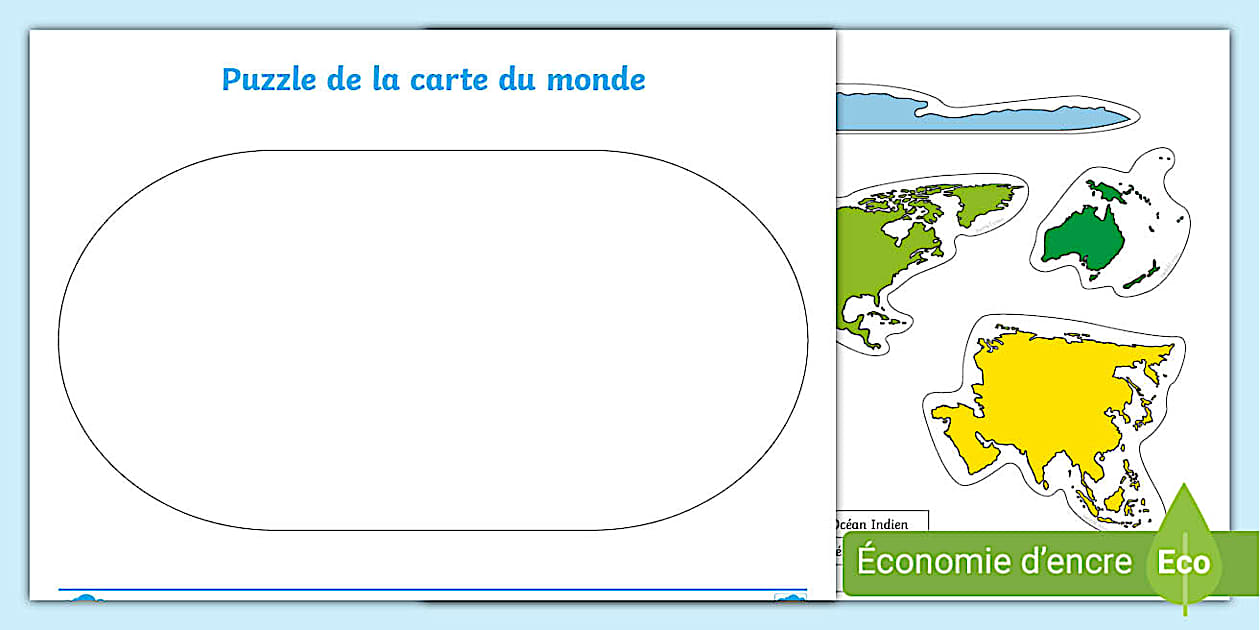 Activité de puzzle des continents et océans (teacher made)
